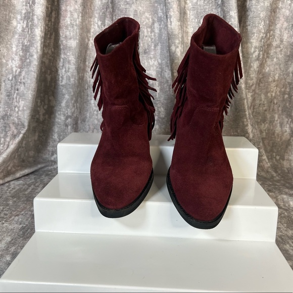 Reba | Shoes | Reba Short Western Boot Sz 6m Fringe Studded Suede ...